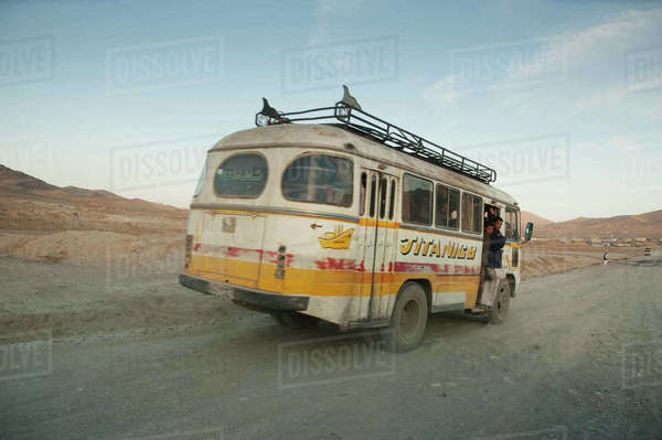 Bus Approaching Maidan Shar, Vardak Province, Afghanistan - Stock Photo ...
