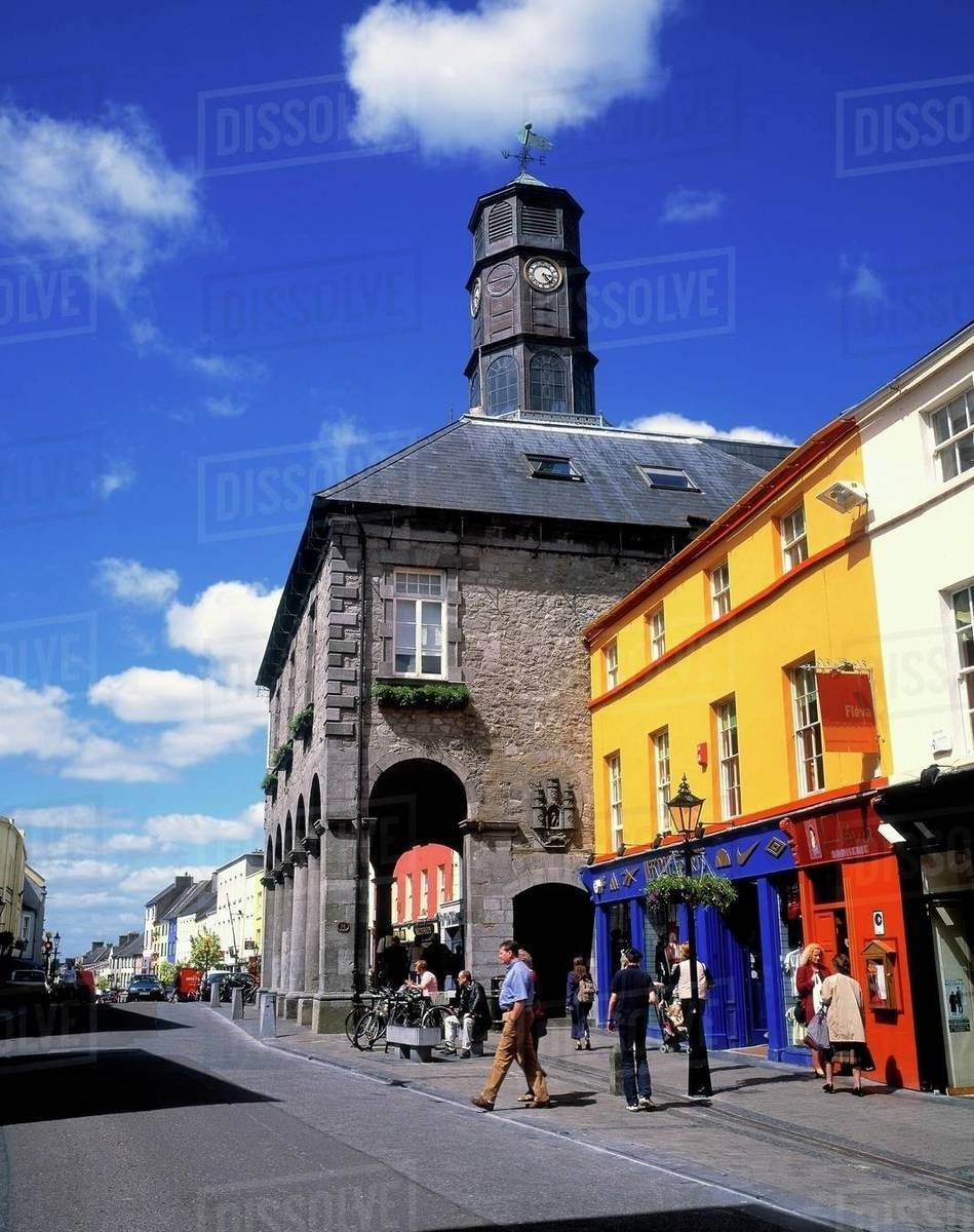 Kilkenny, Co Kilkenny, Ireland; The Tholsel And Mains Street - Stock ...