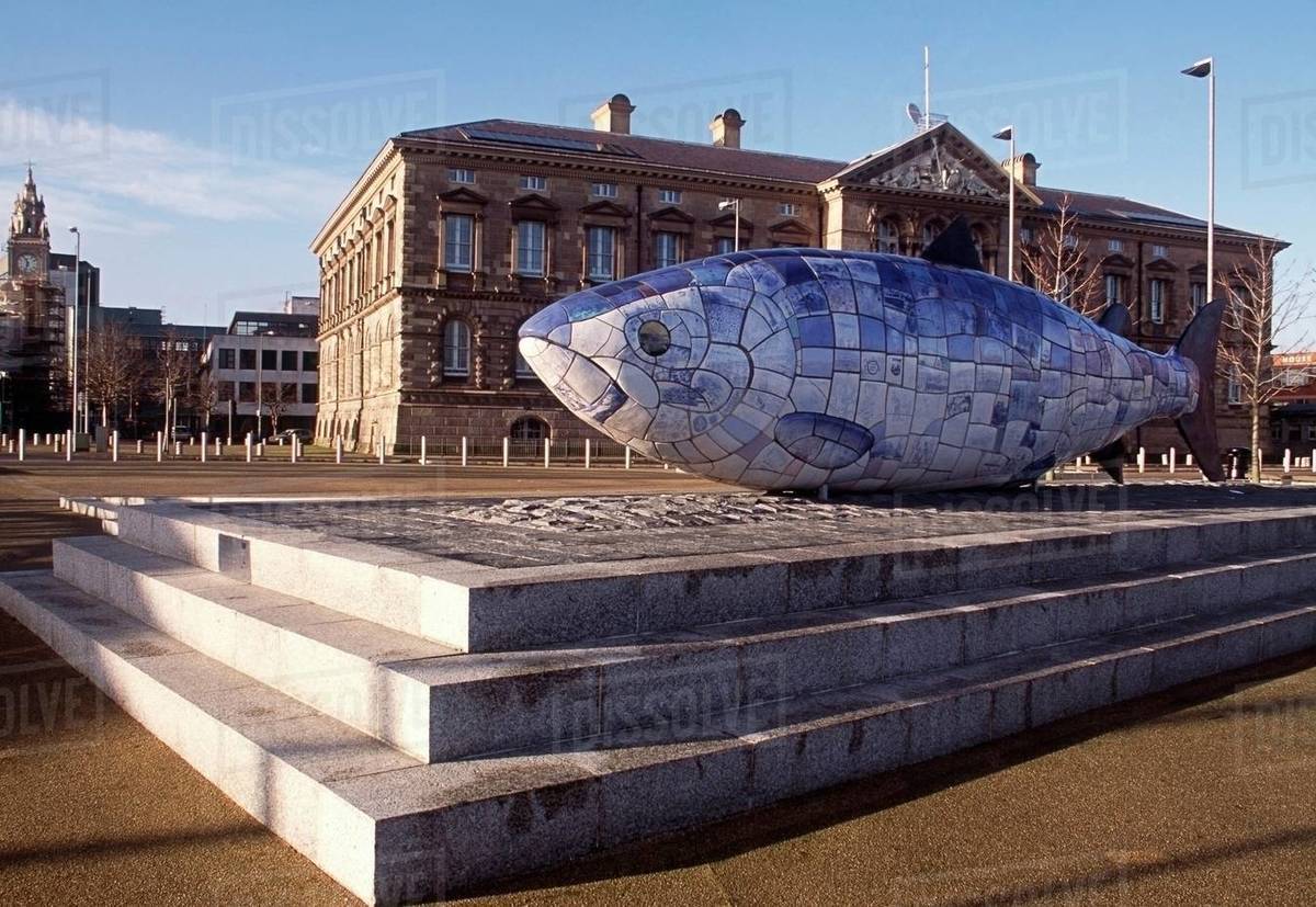 Big Fish, Sculpture At Custom House, Belfast, Ireland - Stock Photo ...