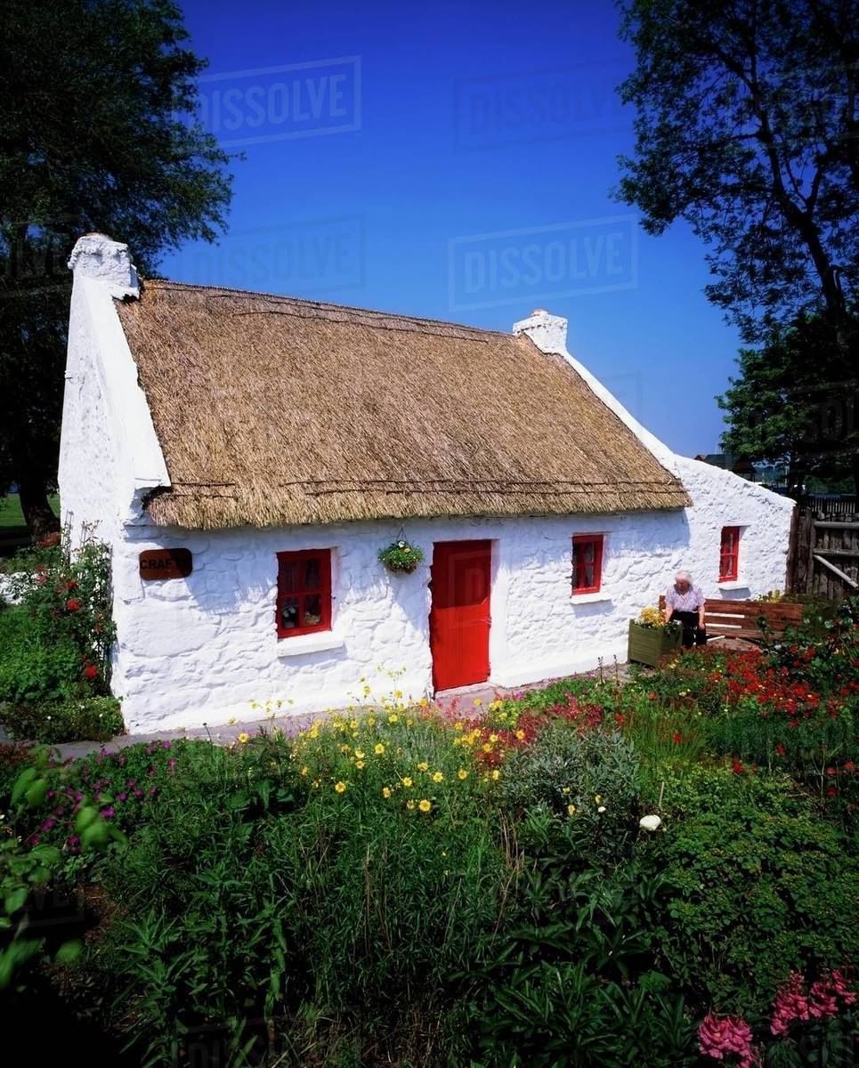 Dromineer, Co Tipperary, Ireland; Traditional Cottage - Stock Photo ...