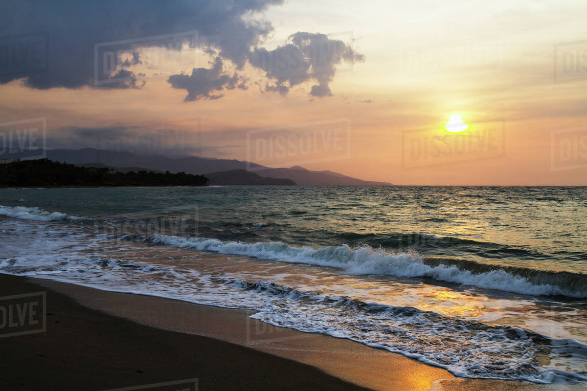 Sunset over the Wetar Strait; Dili, East Timor - Royalty-free Stock ...