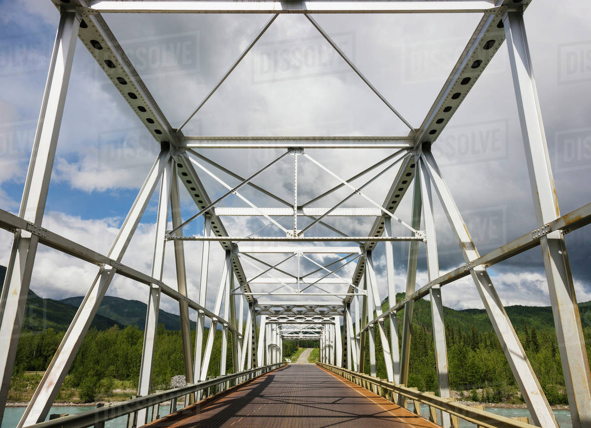 Metal Bridge over the Racing River, Alaska Highway, West of Fort Nelson ...