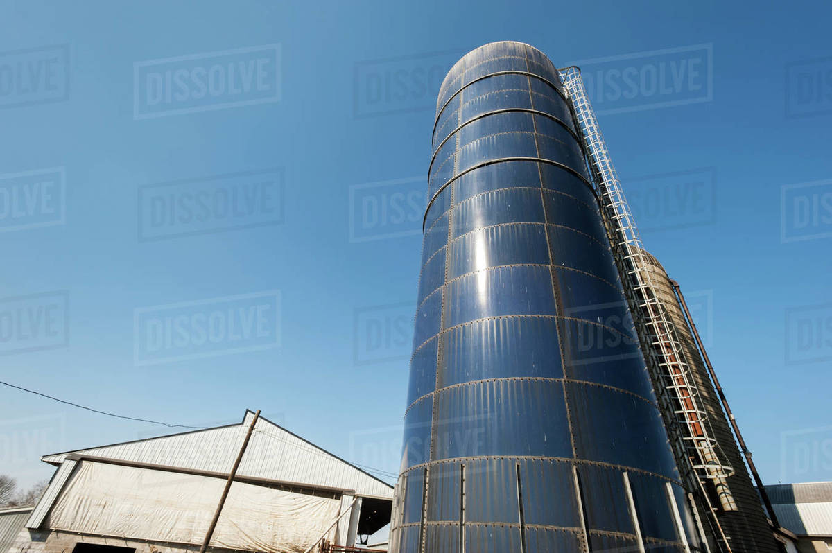 Blue Silo At A Farm In Harford County; Monkton, Maryland, United States ...