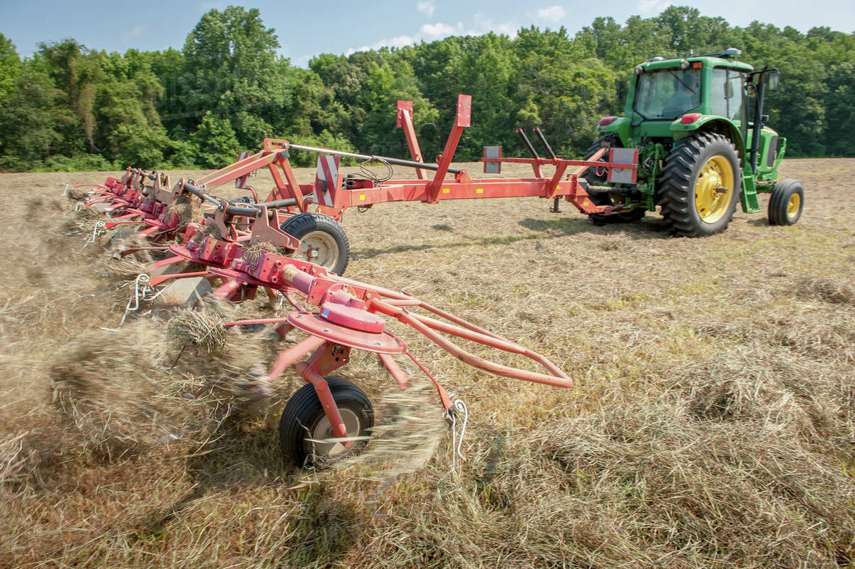 Tractor Tedding Hay; Sudlersville, Maryland, United States Of America ...