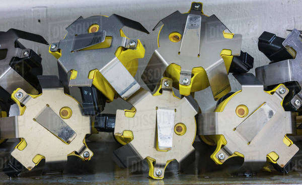 Close up of diesel generator parts at an electrical power plant ...