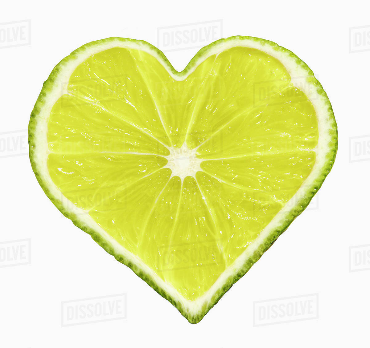 Lime cut into the shape of a heart on a white background; Montreal ...
