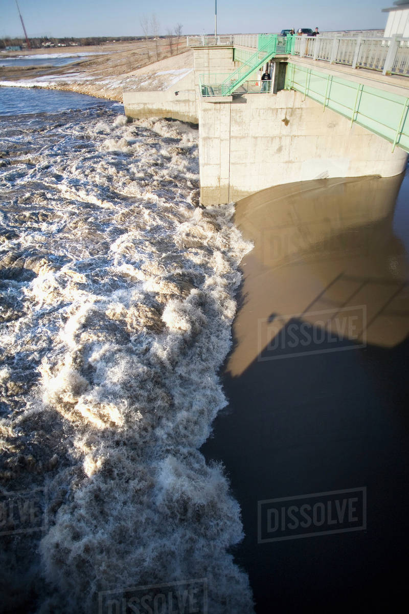Flood Gates At South Portion Of Red River Floodway, Winnipeg, Manitoba ...