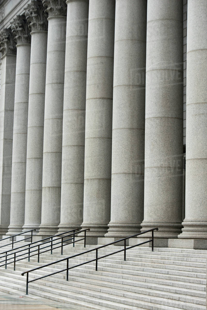 Building with steps and large columns; New York City, New York, United ...