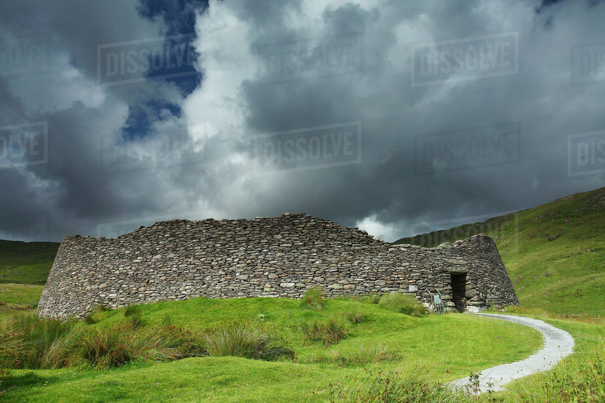 Staigue stone fort on the Wild Atlantic way coastal route; County Kerry ...