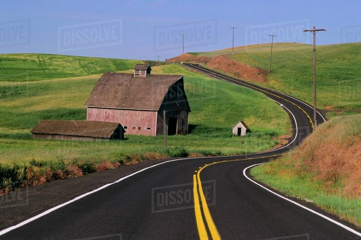 Barn Beside Windy Road, Palouse Country, Washington, Usa - Royalty-free ...