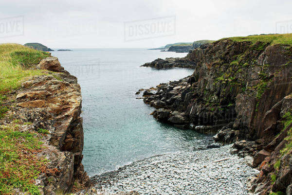 Rugged cliffs along the atlantic coastline; Little Catalina ...
