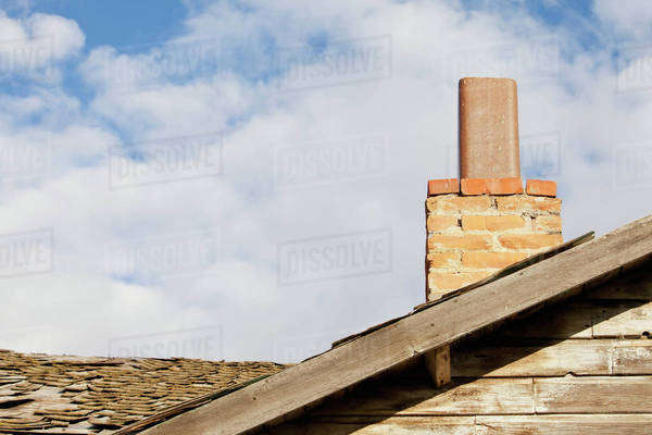 Chimney of an abandoned farm house in a rural setting; St. Albert ...