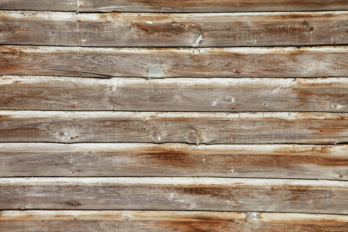 Close up detail of weathered wood on a barn; St. Albert, Alberta ...