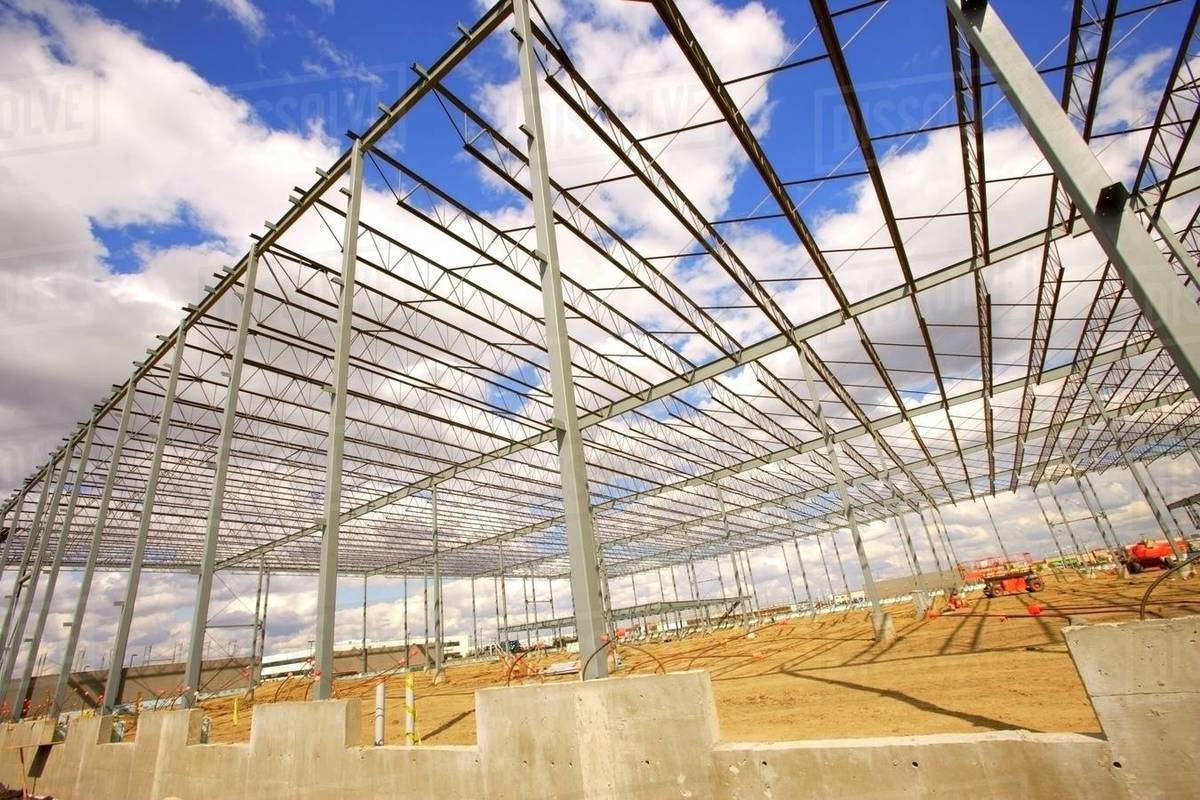 Wide Angle Building Frame Under Construction - Stock Photo - Dissolve