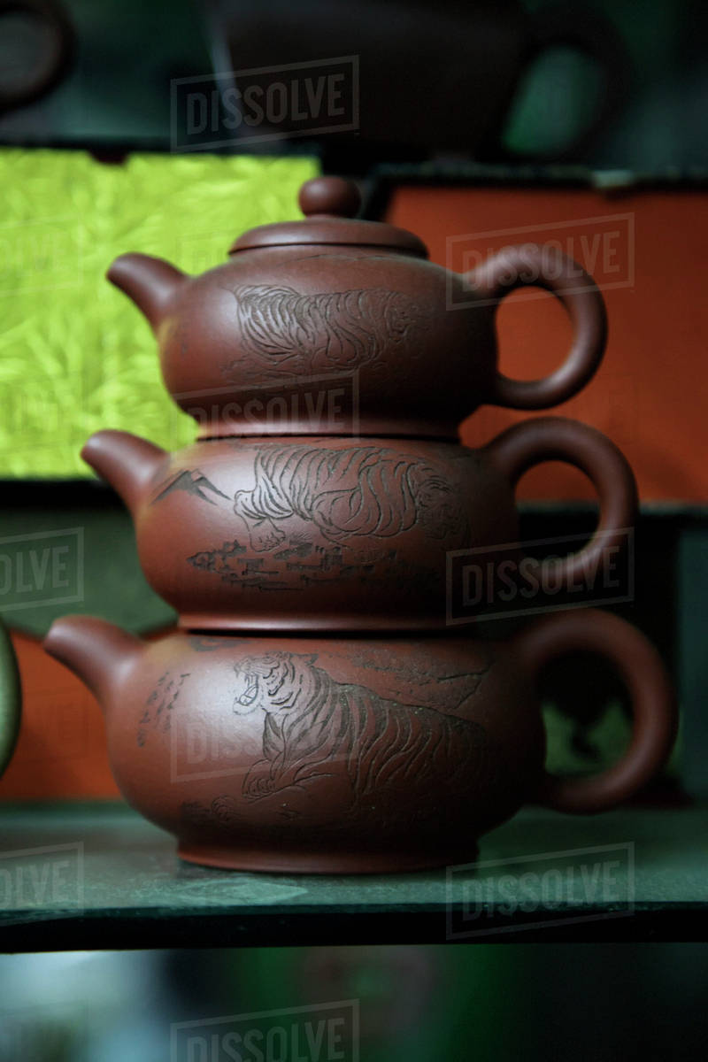 Three stacking chinese teapots;China - Royalty-free Stock Photo | Dissolve