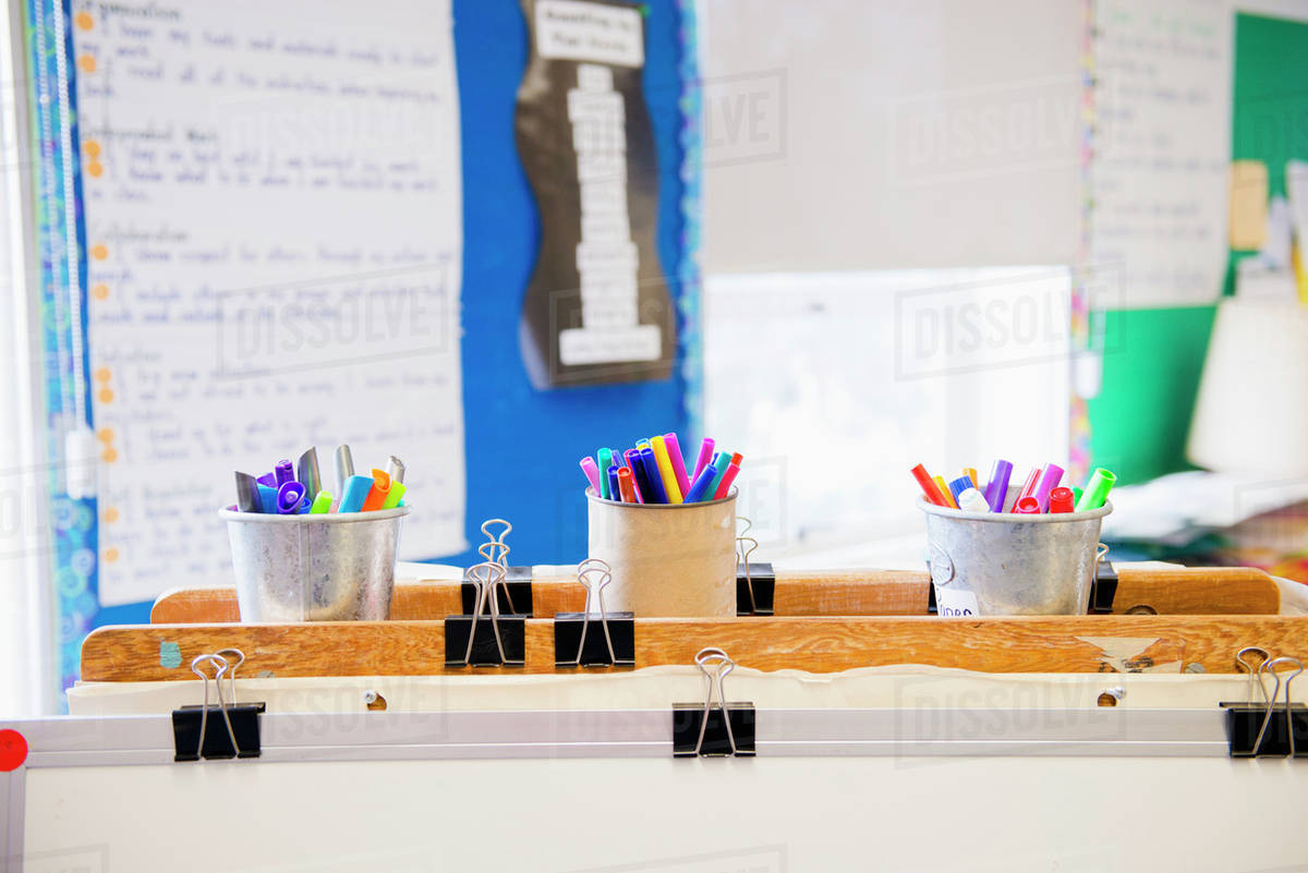 Supplies In A Classroom; Toronto, Ontario, Canada - Stock Photo - Dissolve