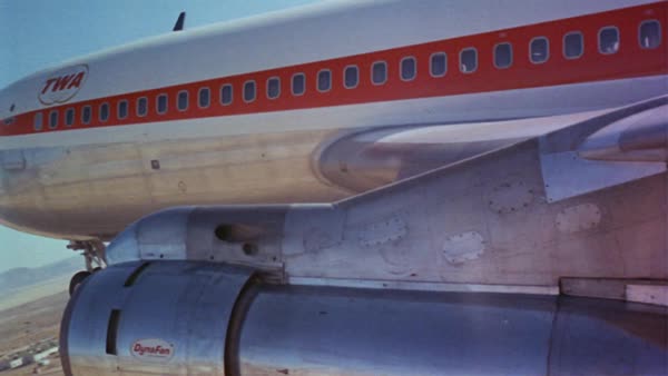 707 takeoff, wing mounted camera, view of engine and fuselage - HD ...