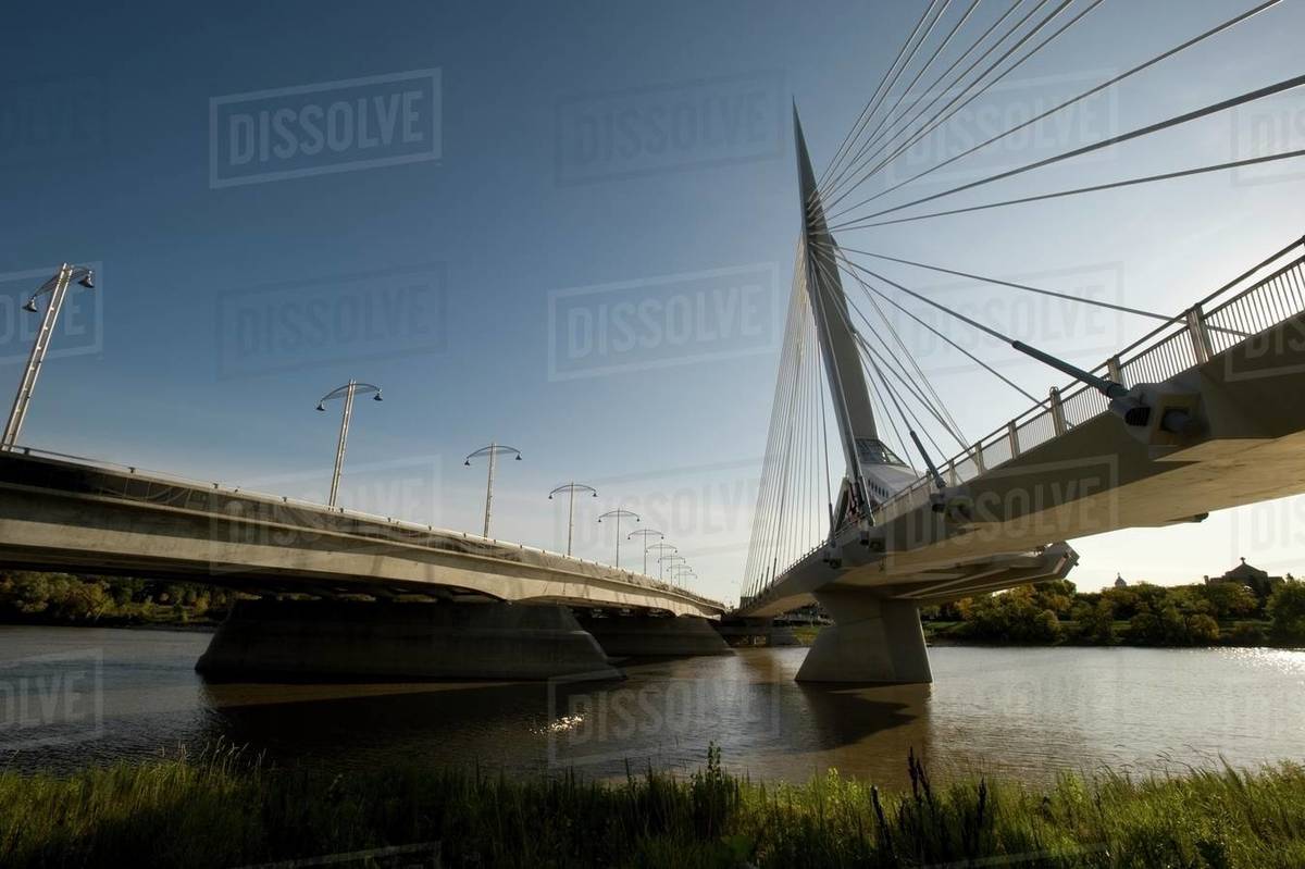 Pedestrian Bridge, Esplanade Riel, Winnipeg, Manitoba, Canada - Royalty ...