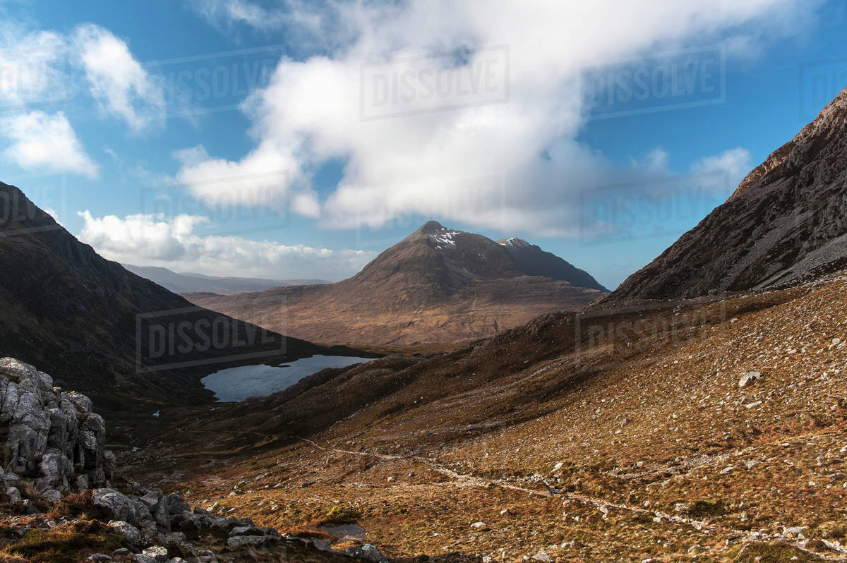 Rocky path leading towards ben damph;Torridon highlands scotland ...
