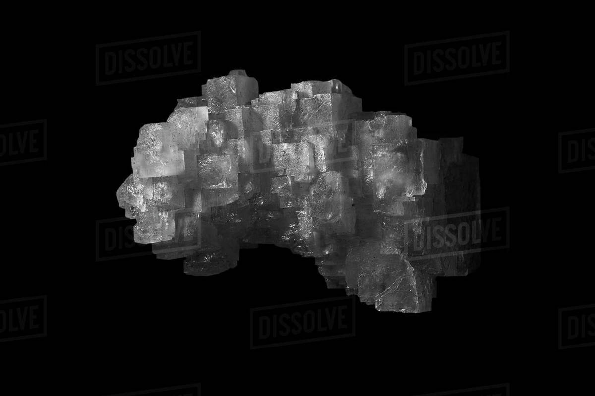 Crystal rock salt cluster on a black background; Studio - Stock Photo ...