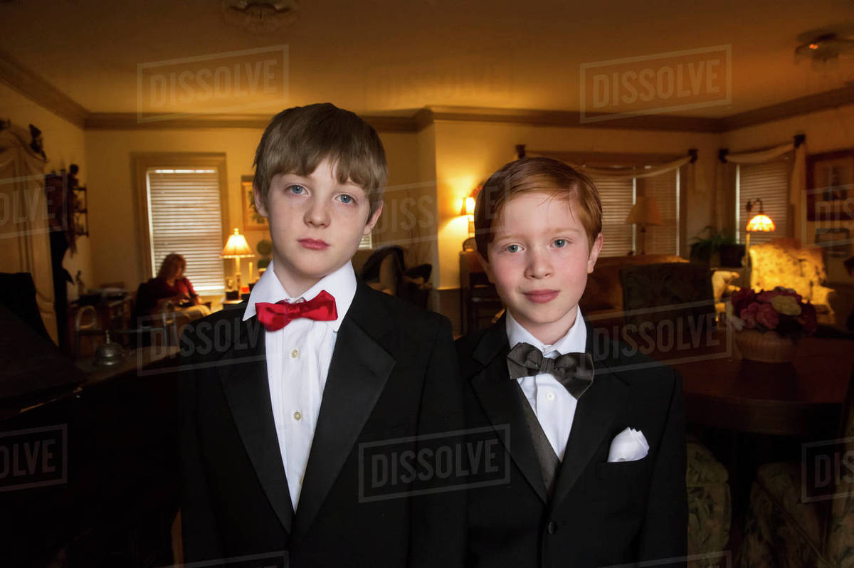 Portrait of two young boys dressed in formal attire; Lincoln, Nebraska ...