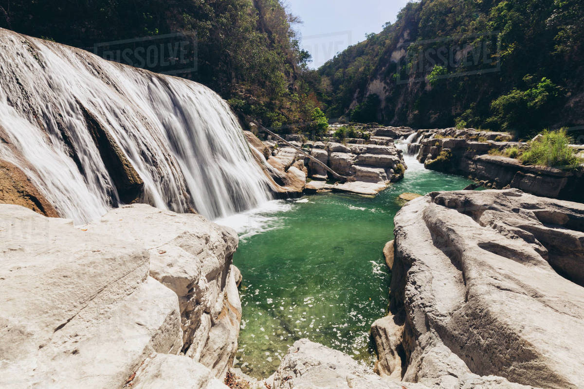 Beautiful waterfalls and cascades through a rocky landscape at Air ...