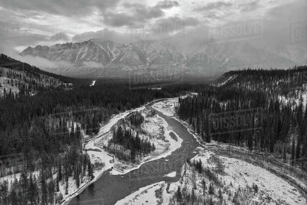 Black and white aerial image of the Wheaton River with the Grey Ridge ...