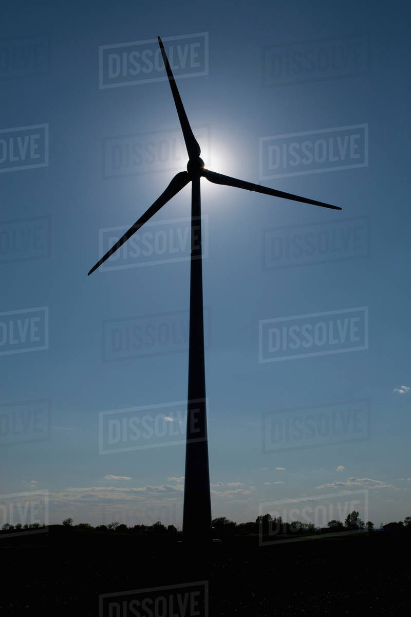 Silhouette of a wind turbine;Saint-remi quebec canada - Royalty-free ...