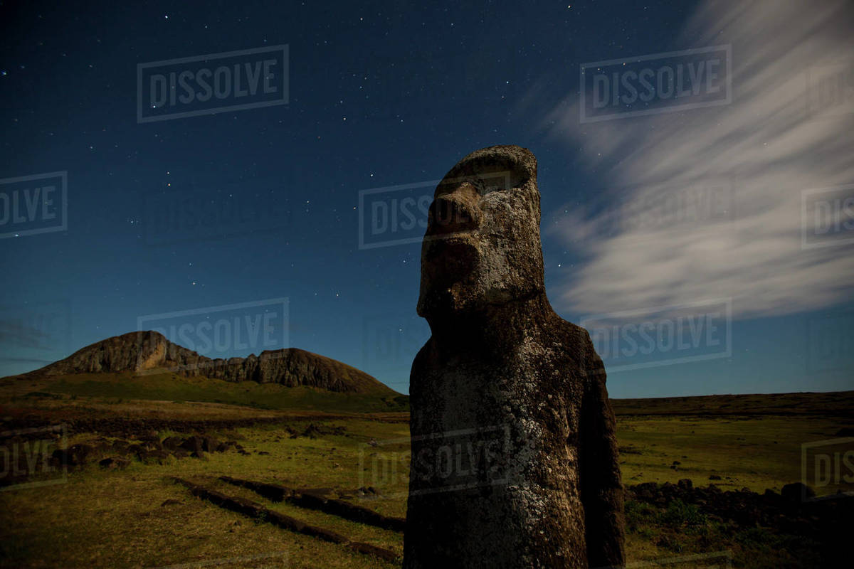 One of the Moai on Easter Island at Tongariki site, Chile; Easter ...