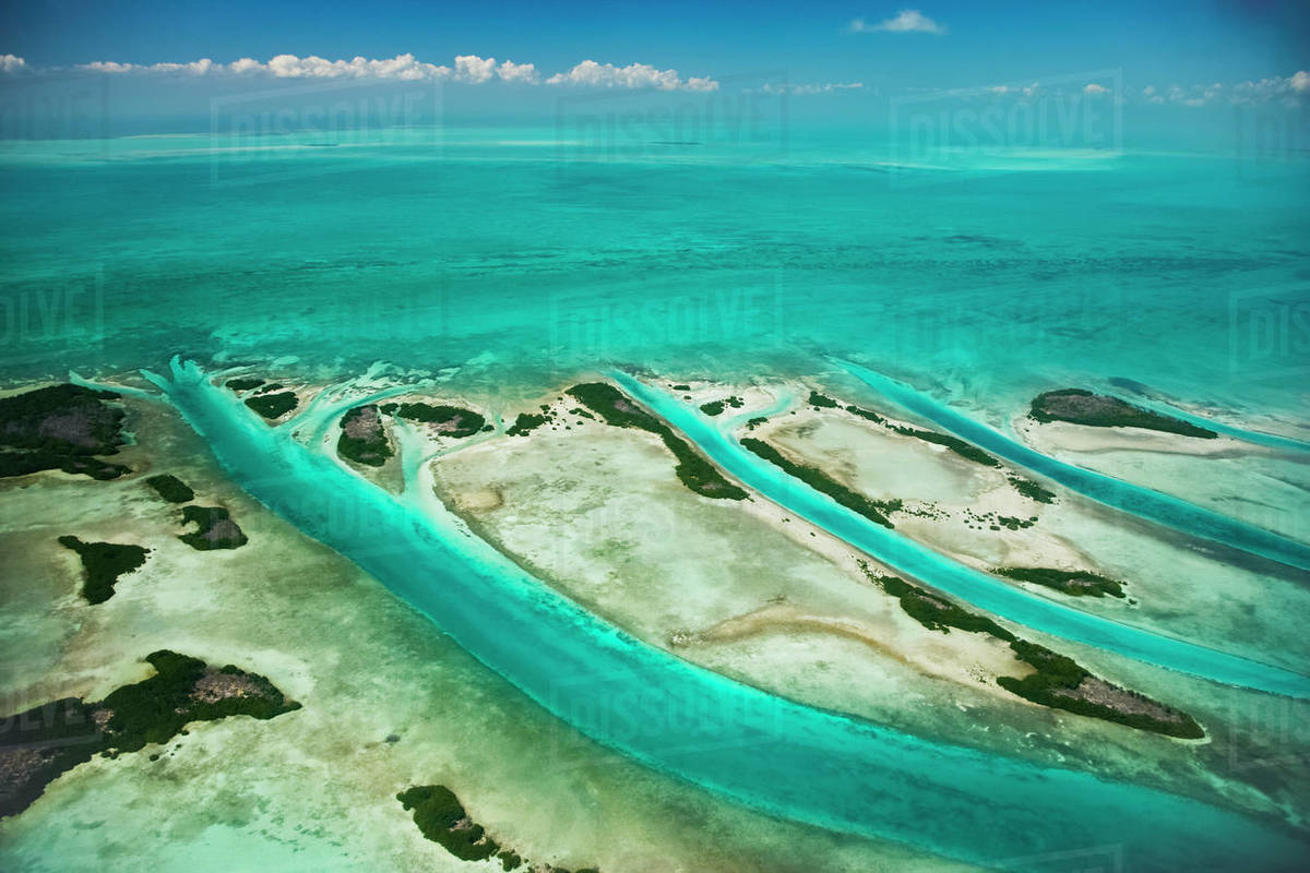 Aerial view of Ambergris Cay; Ambergris Cay, Belize - Royalty-free ...