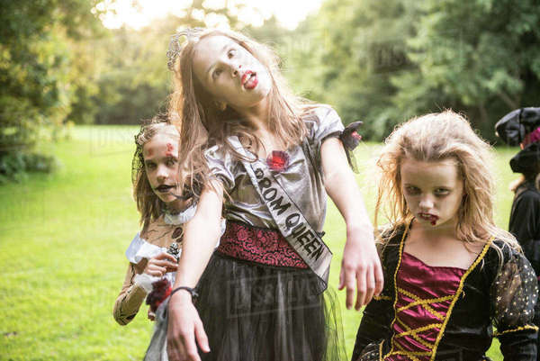 Two children dressed in costume for Halloween Night. - Royalty-free ...