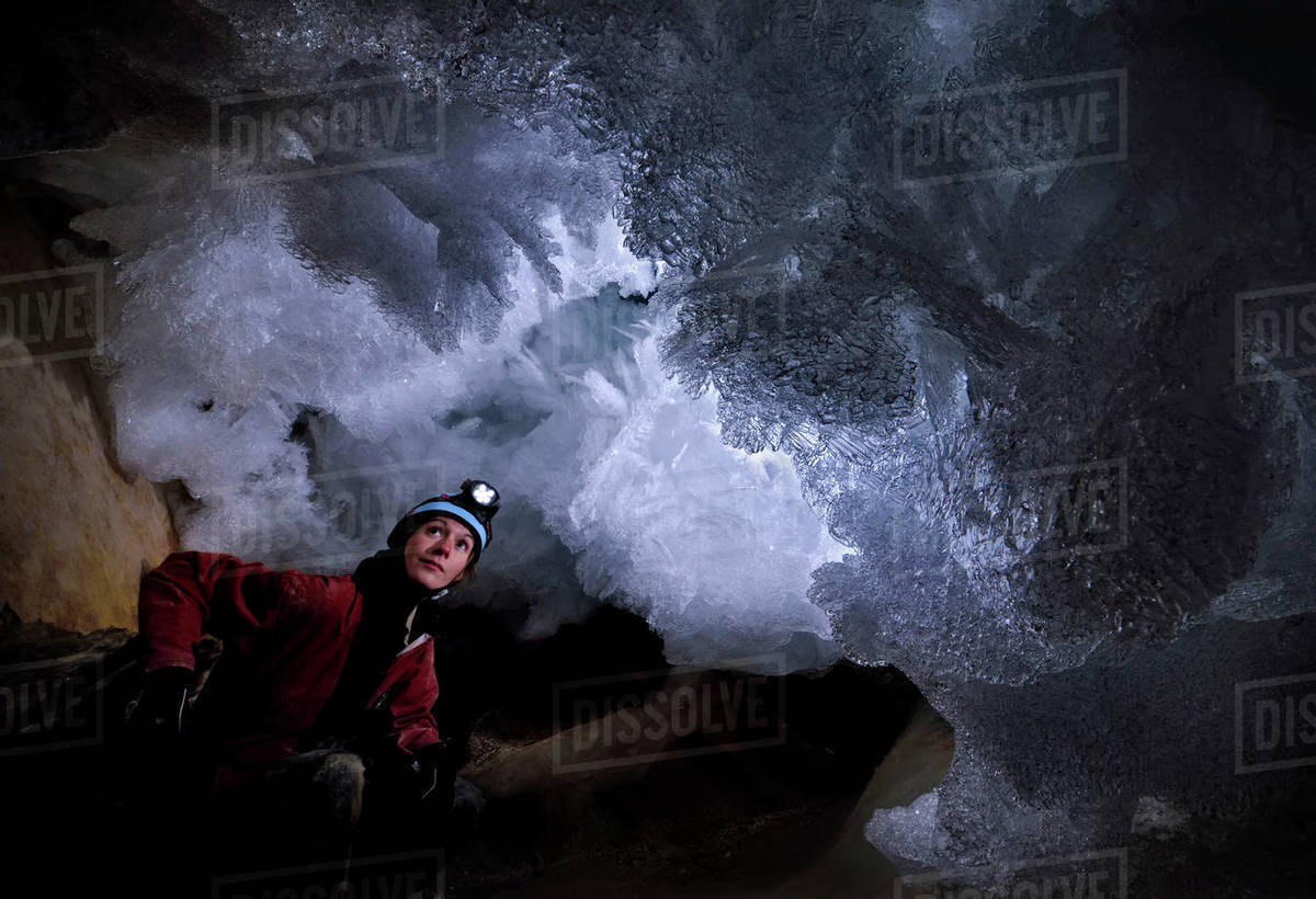 A scientist dates the cryogenic cave carbonates and examines the ...