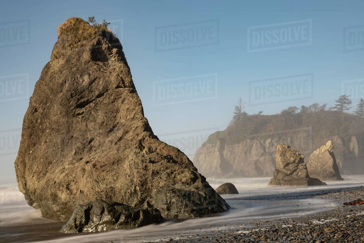 Sea stacks at Ruby Beach on Olympic Peninsula in the Olympic National ...