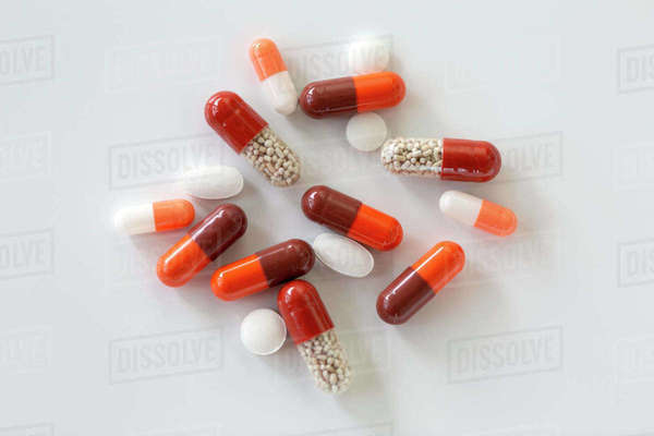 Prescription medication on a white background; Studio - Stock Photo ...