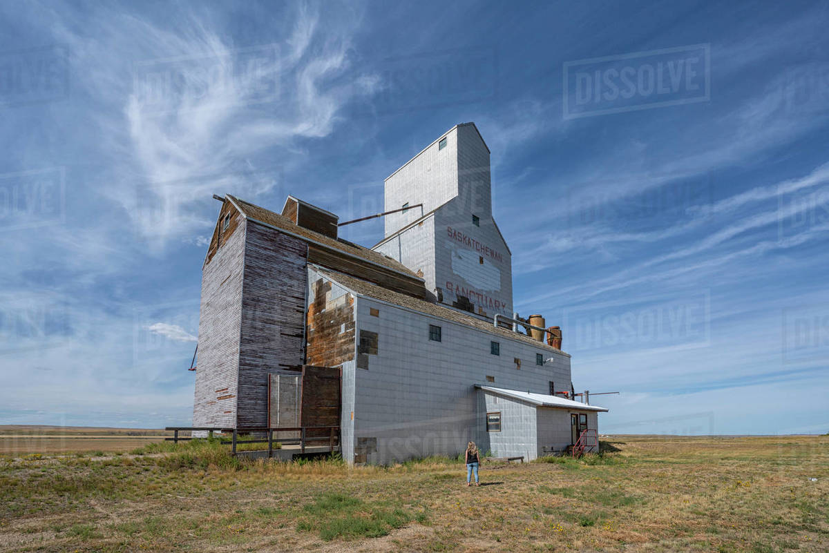 Abandoned grain elevator in the ghost town called Sanctuary in rural ...