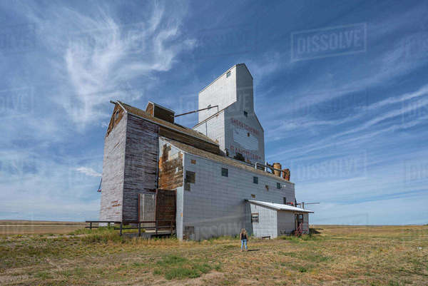 Abandoned grain elevator in the ghost town called Sanctuary in rural ...