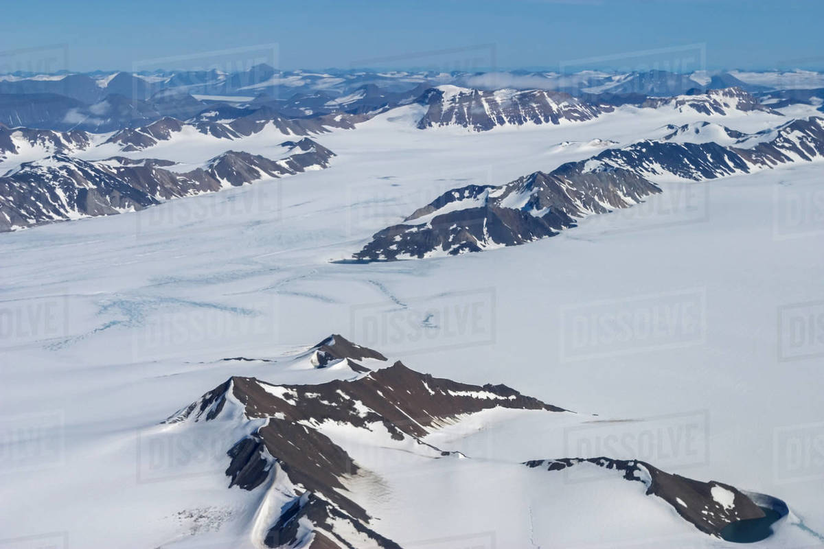 Aerial of ice cap, Spitsbergen Island, Svalbard, Norway. - Royalty-free ...