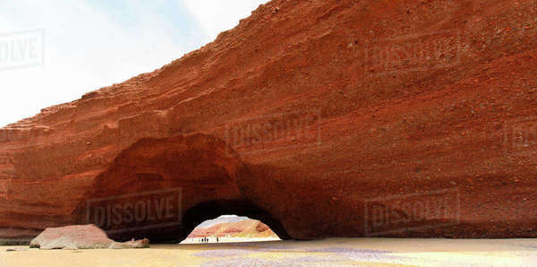 Sea carved arch in sedimentary rock on Legzira Beach on the Atlantic ...