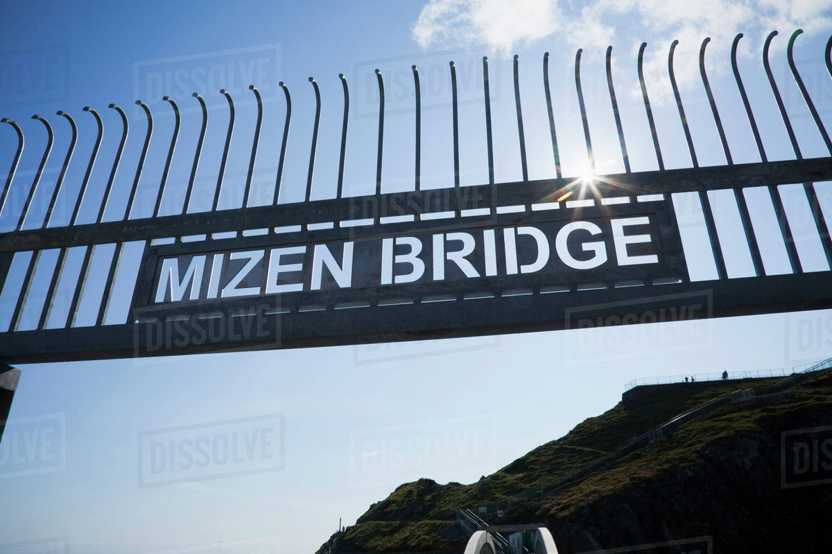 A Sign For Mizen Bridge At Mizen Head Lighthouse; County Cork, Ireland ...
