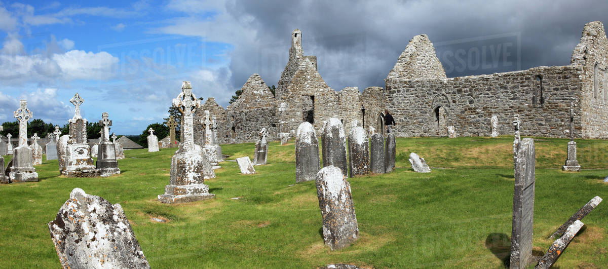 Old Monastery And Cemetery; Clonmacnoise, County Offaly, Ireland ...