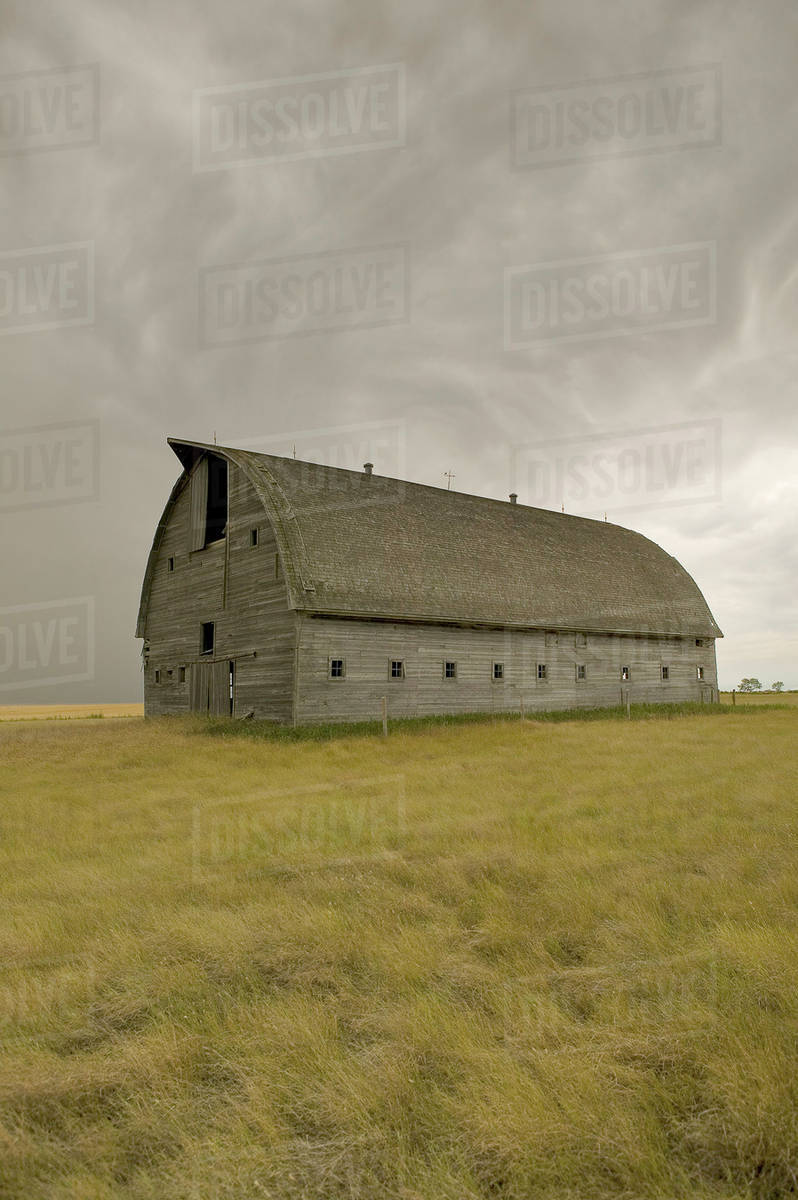 Large Unpainted Barn On The Prairies, Ceylon, Saskatchewan - Royalty ...