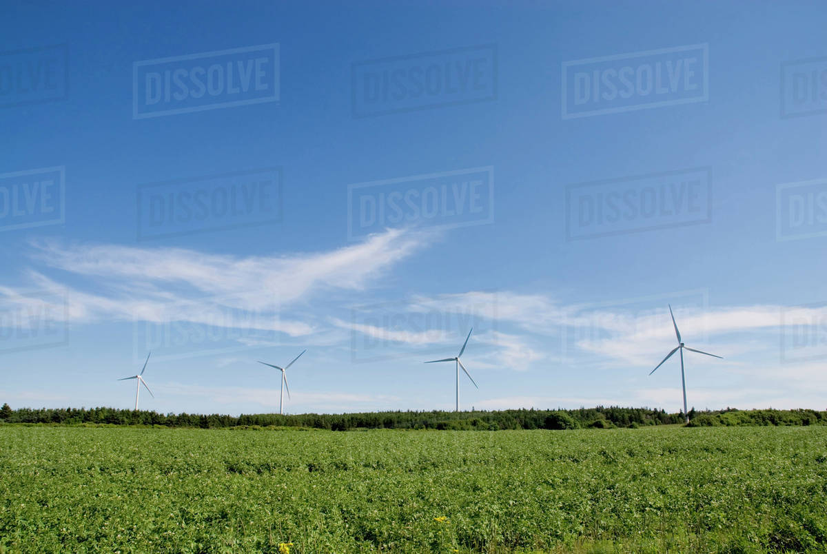 Wind Turbines, Near East Point, Prince Edward Island - Stock Photo ...