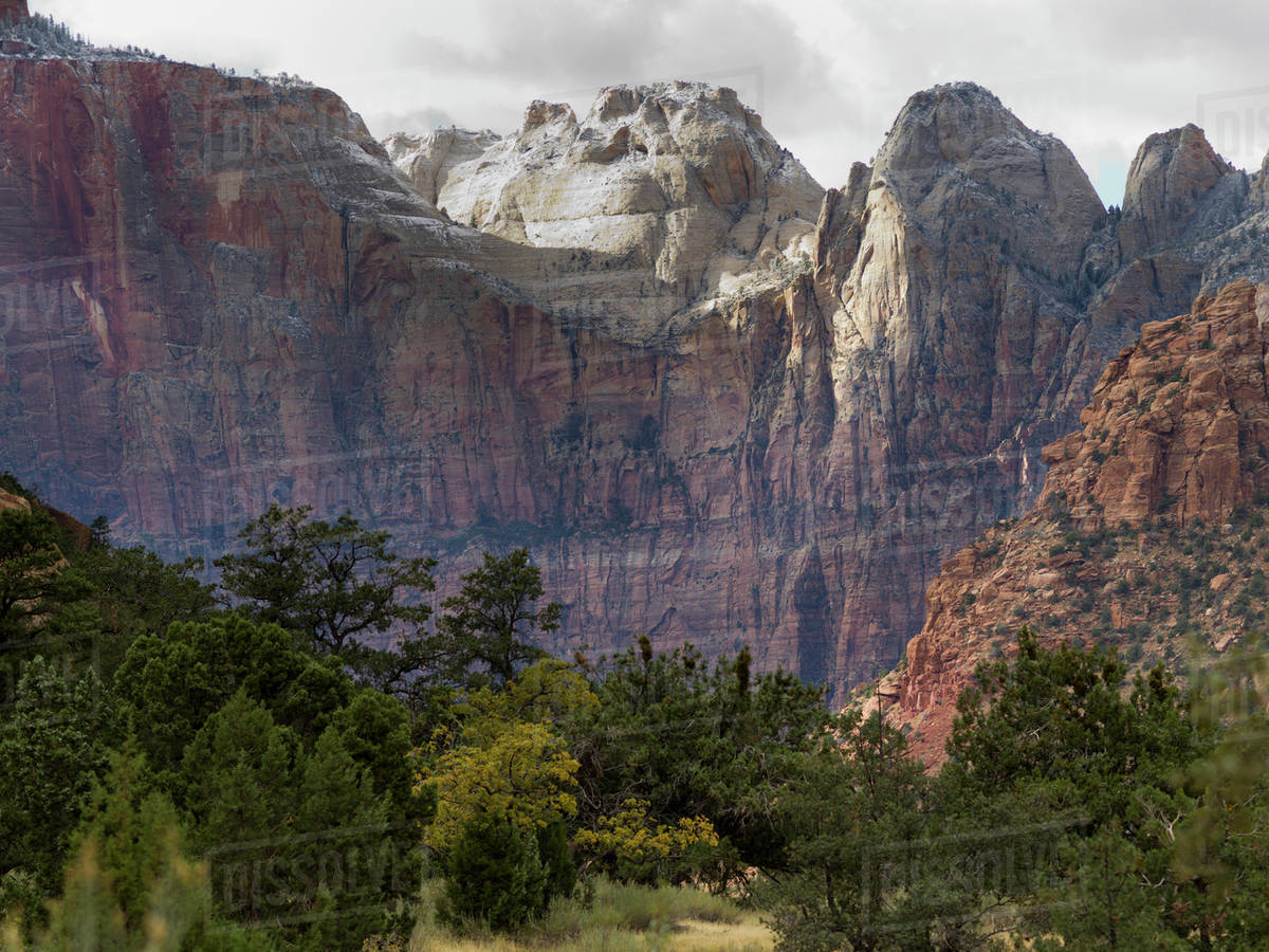Rugged Cliffs In Zion National Park; Utah, United States of America ...