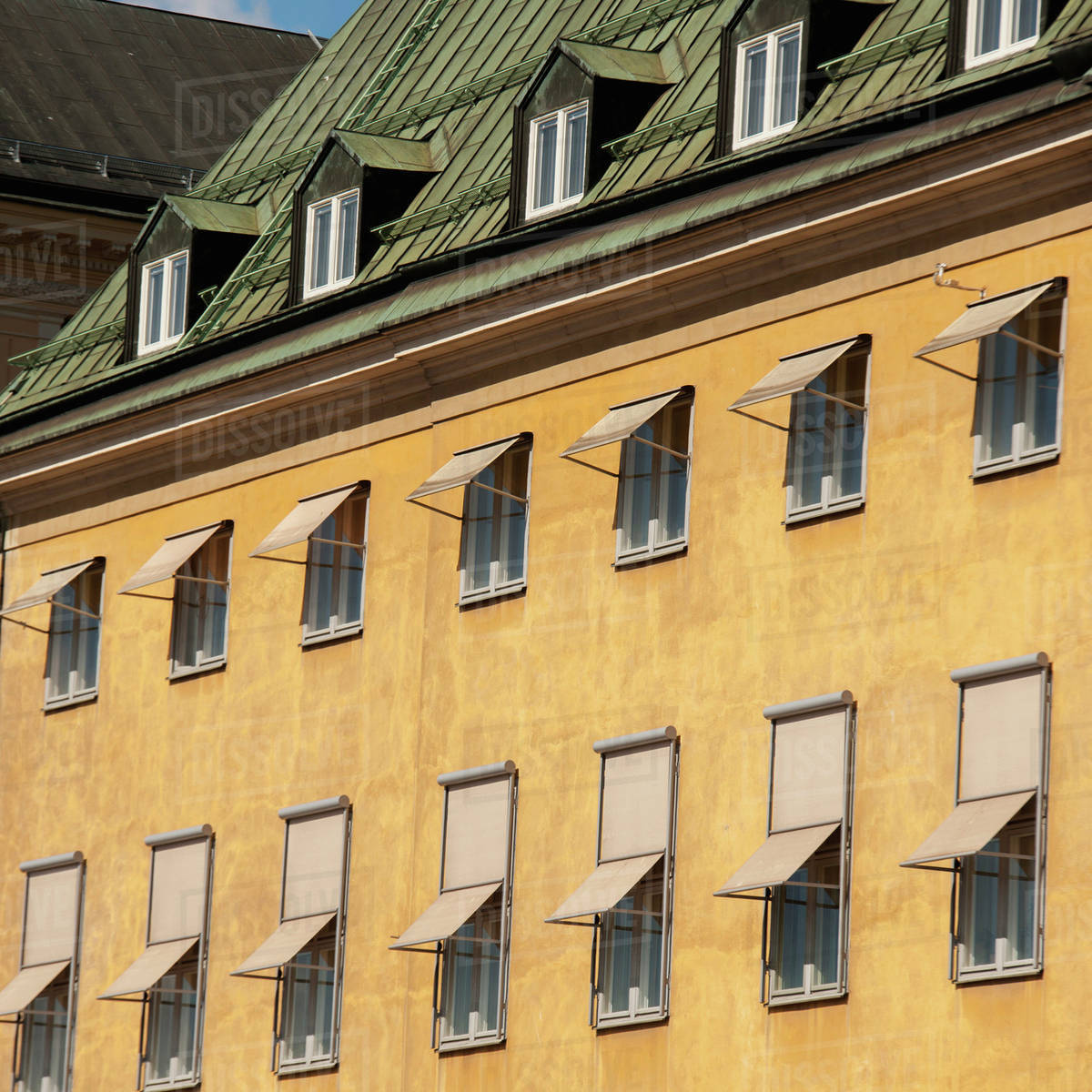 Windows Open Along The Side Of A Building; Stockholm, Sweden - Royalty ...
