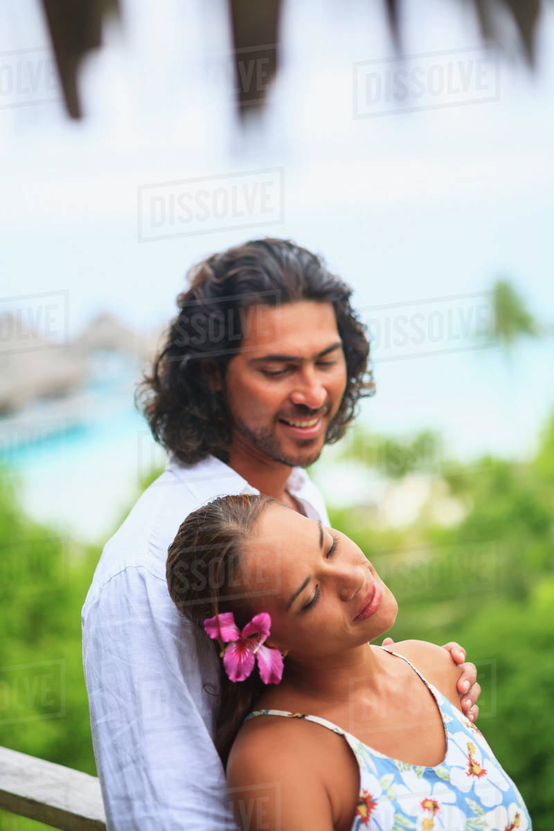 A couple in love at bora bora nui resort and spa;Bora bora island ...