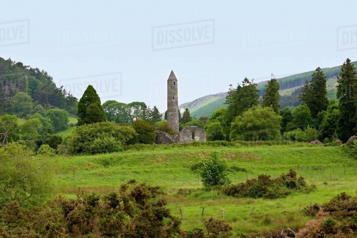 Ruins Of A Building And A Round Tower On A 6Th Century Monastic Site ...