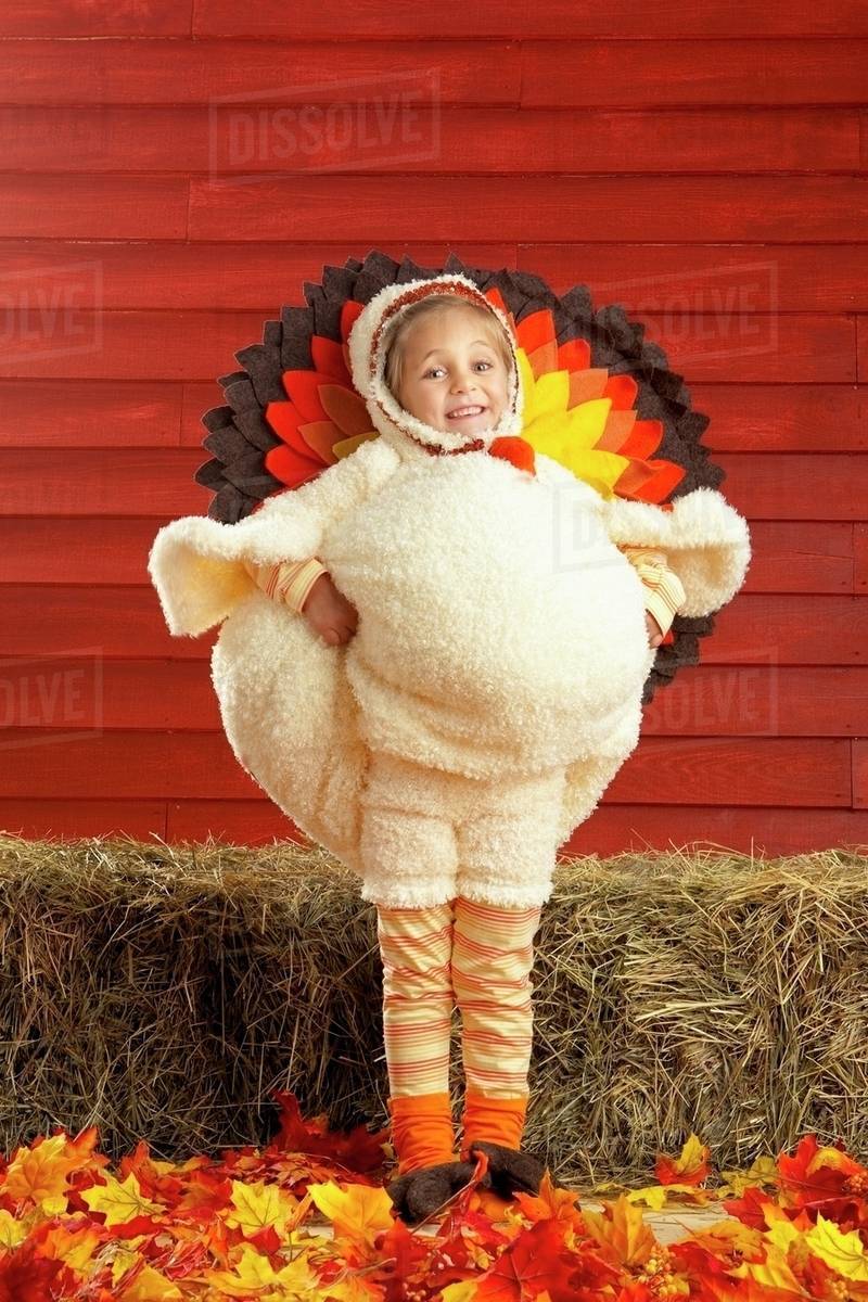 A Girl Dressed In A Turkey Costume; Three Hills, Alberta, Canada ...