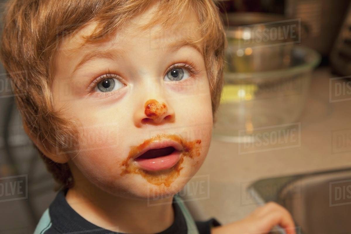 A Boy With A Messy Face; Langley, British Columbia, Canada - Royalty ...