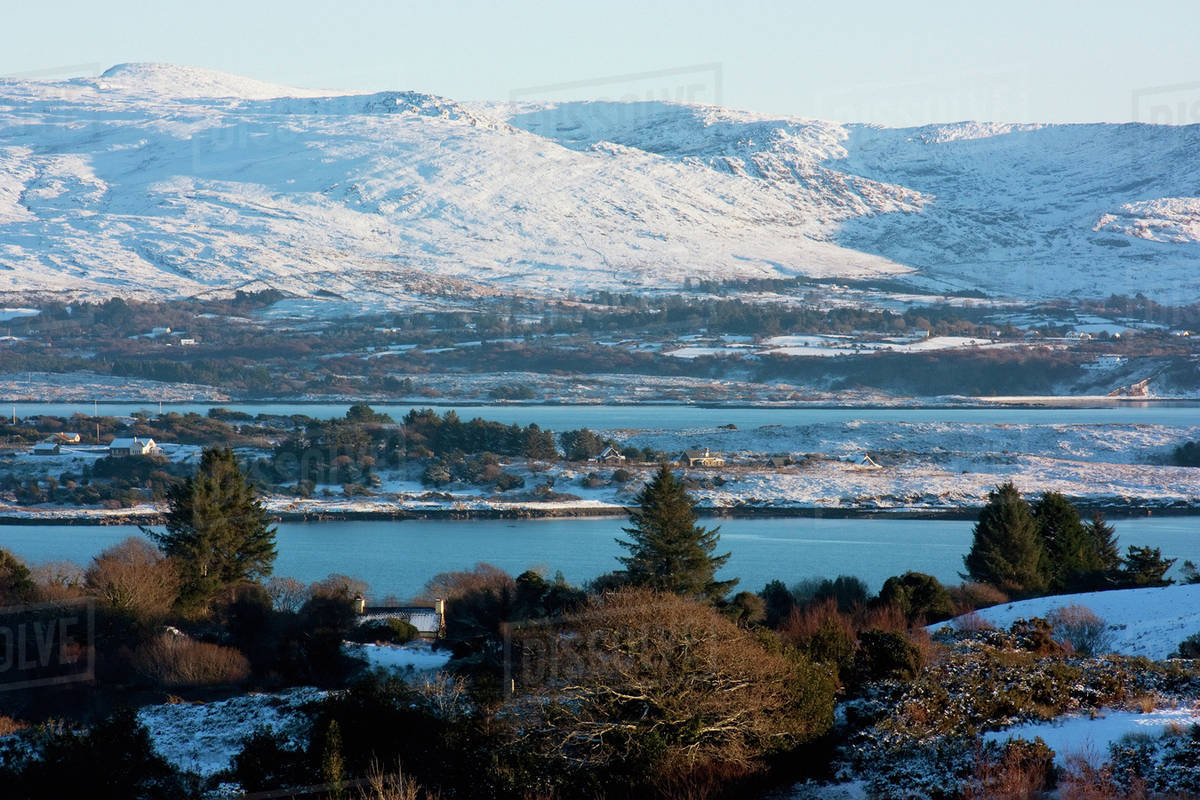 Winter Landscape By Kenmare Bay; Tahilla County Kerry Ireland - Stock ...