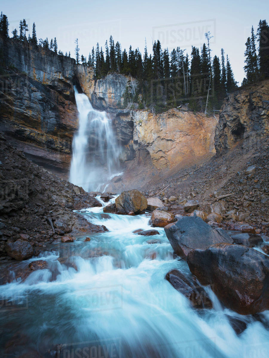 Panther Falls Plunges Over A Cliff In Banff; Banff, Alberta, Canada ...